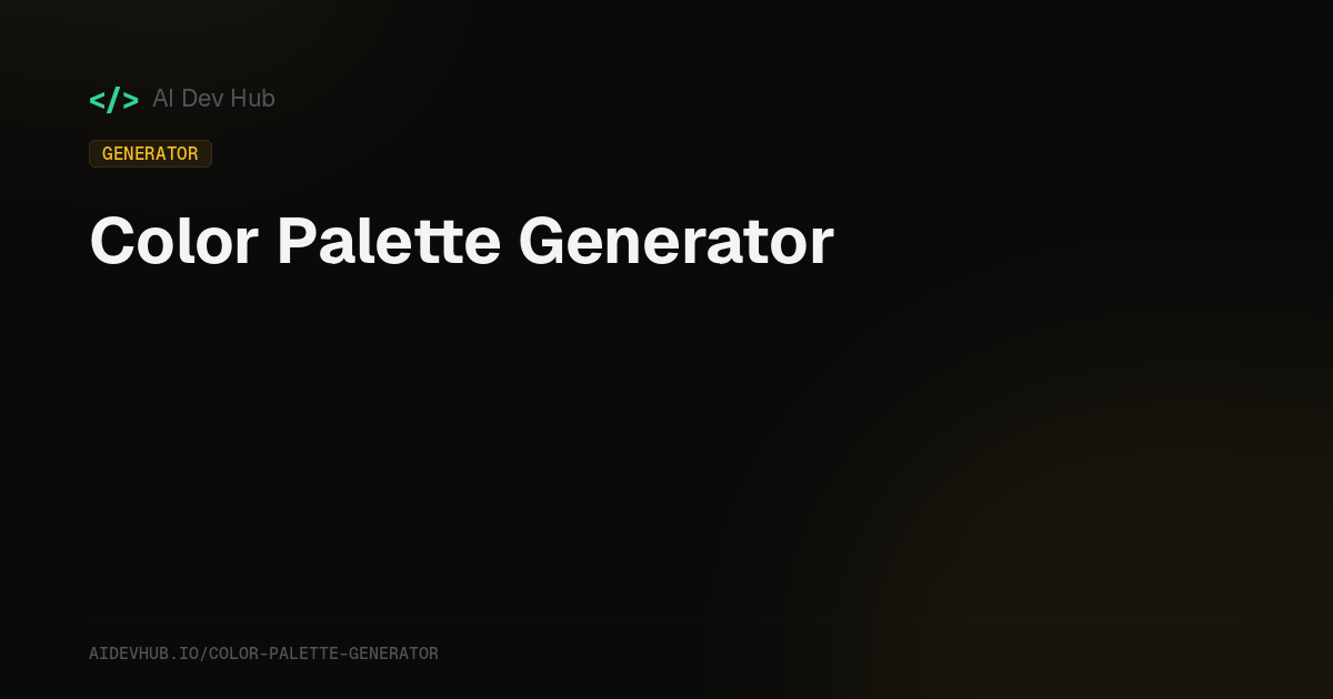 Color Palette Generator — Free Online Tool | AI Dev Hub
